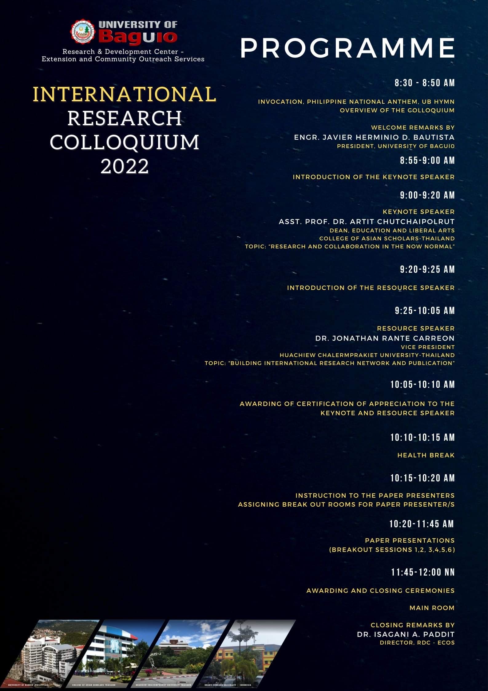 UB International Research Colloquium – University of Baguio || It's all ...