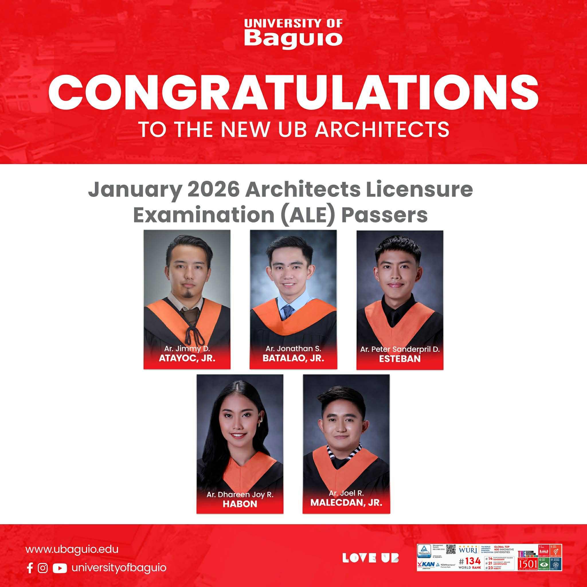 UB Celebrates 2026 Architect Licensure Examination Passers